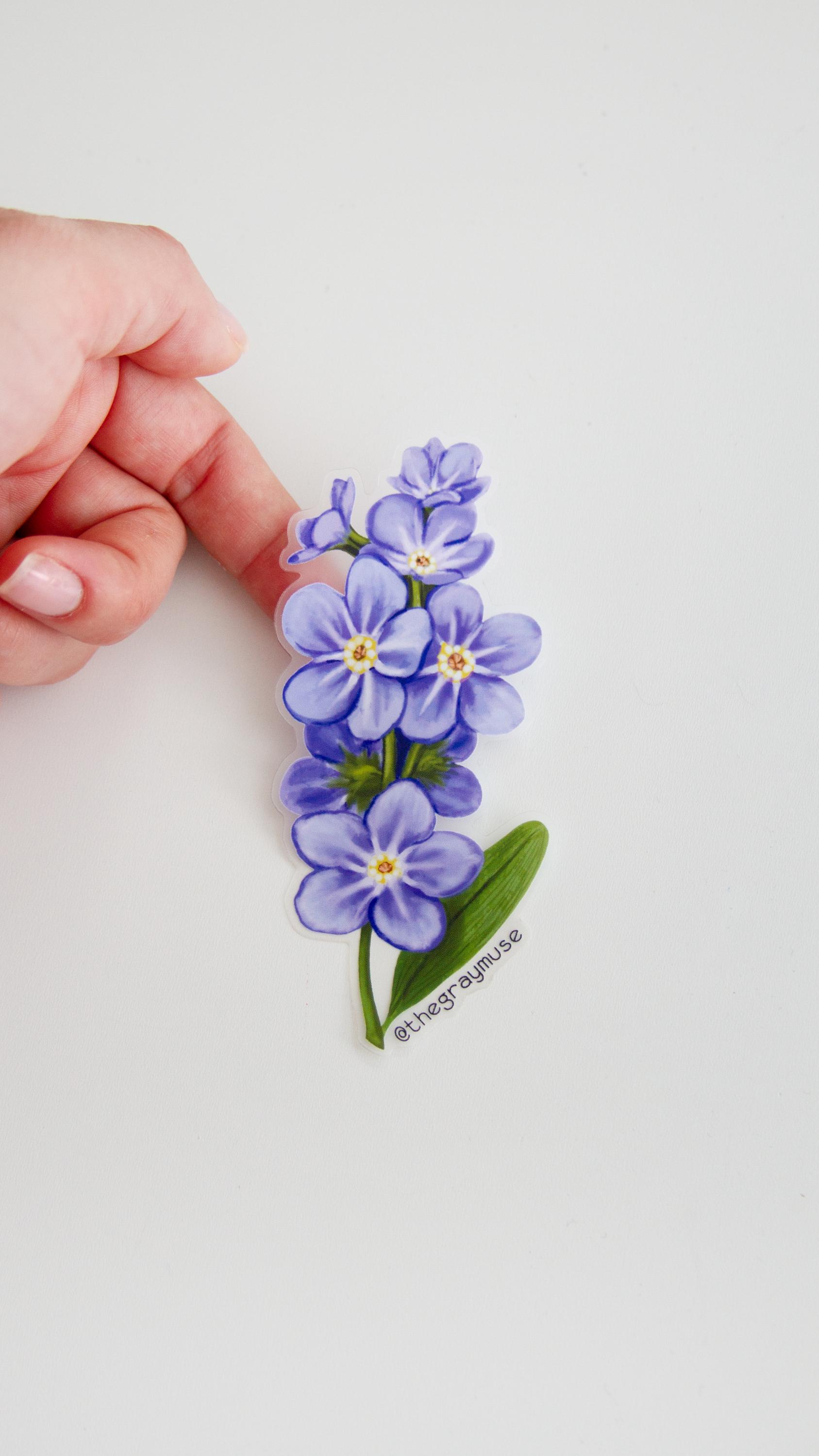 Forget-me-not Floral Sticker, Alaska State Flower, Blue Spring Design ...