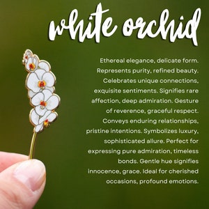 White Orchid Floral Enamel Pin, White Flowers Gift, Flower Lover Pin ...