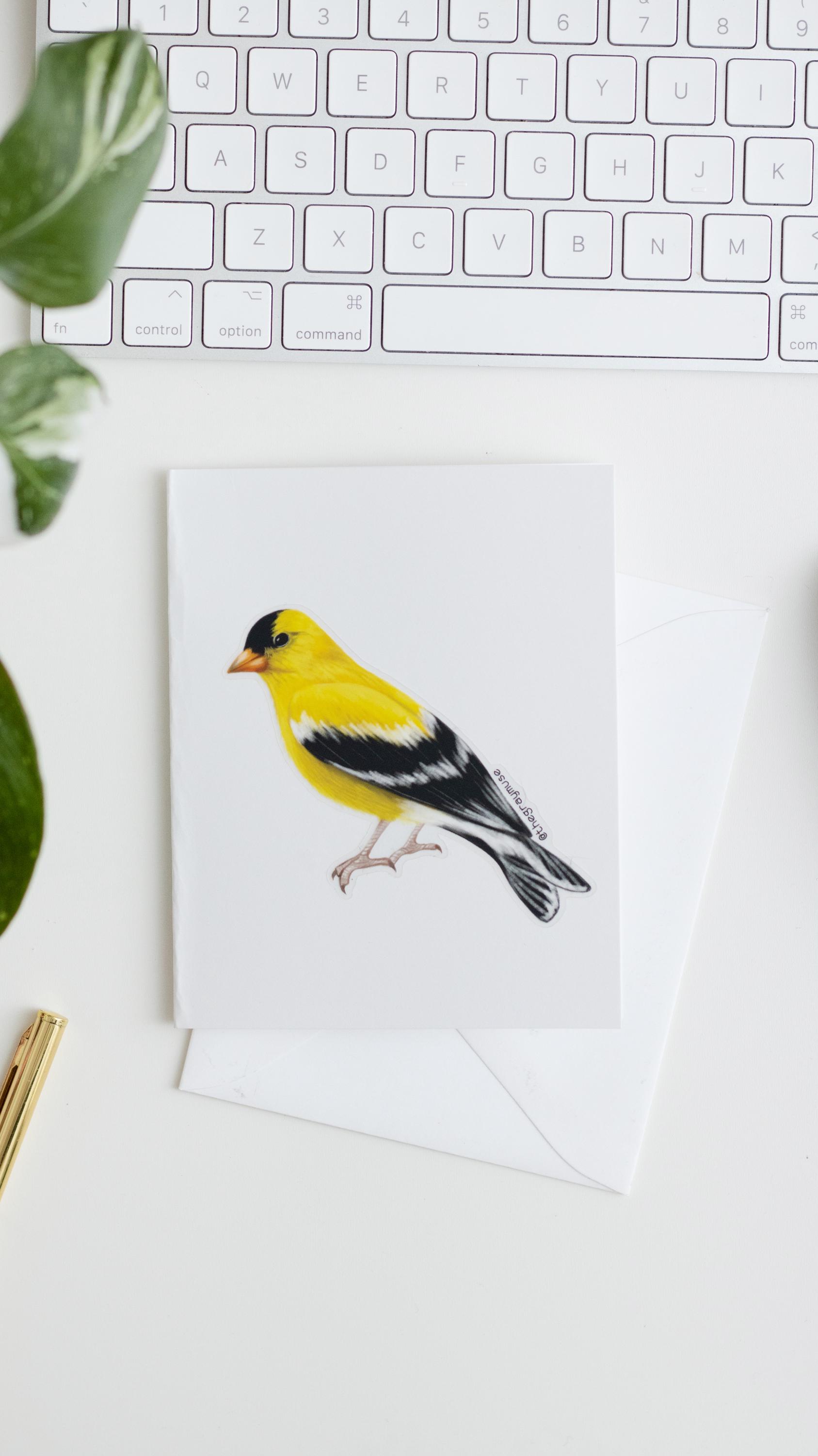 Eastern Goldfinch Bird Matte Sticker, Nature Gift - Etsy