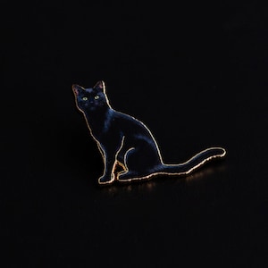 RETIRING Black American Shorthair Cat Enamel Pin, Feline Animal Badge ...
