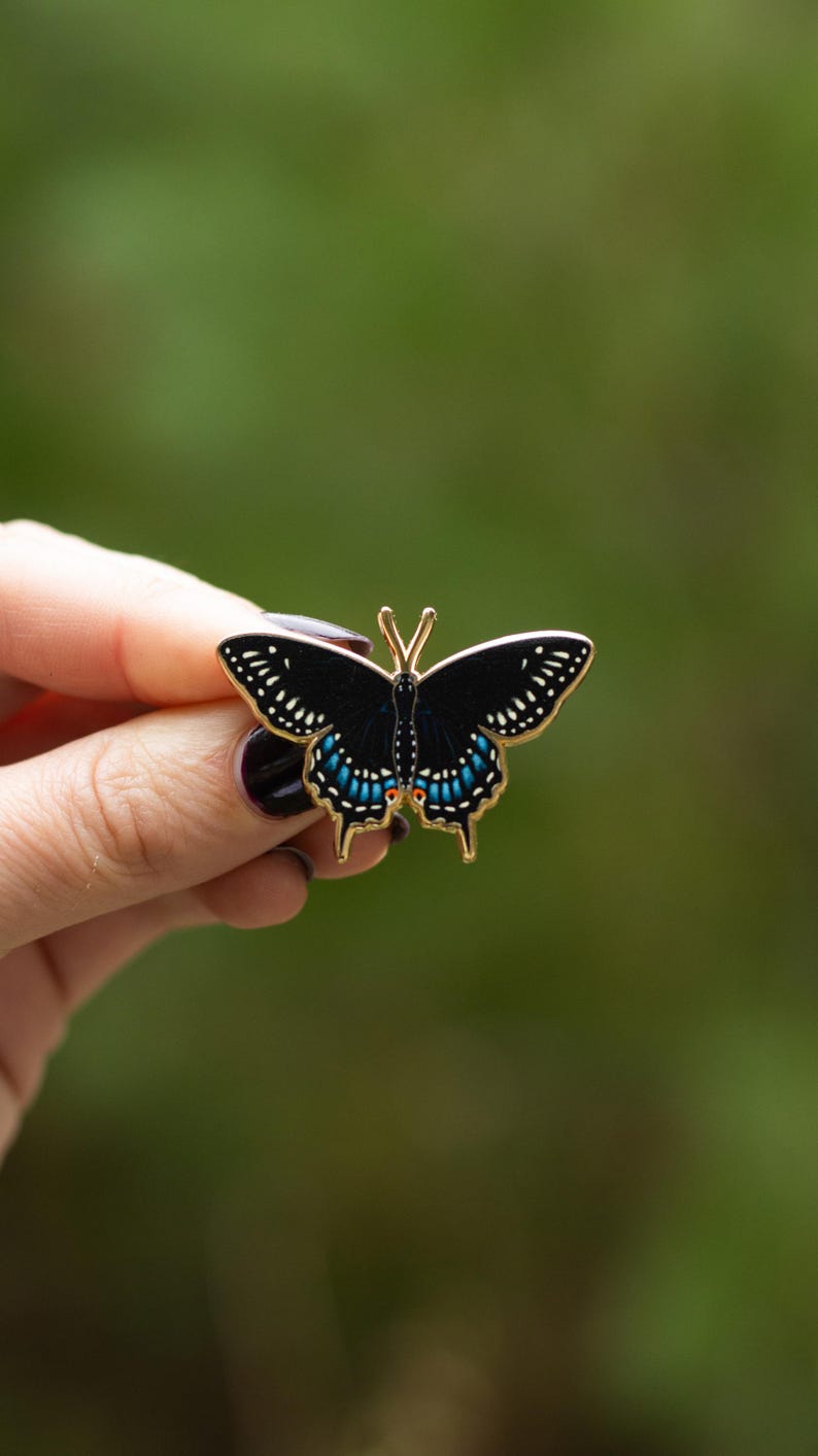 Black Swallowtail Butterfly Enamel Pin, Insect Lapel Accessory - Etsy