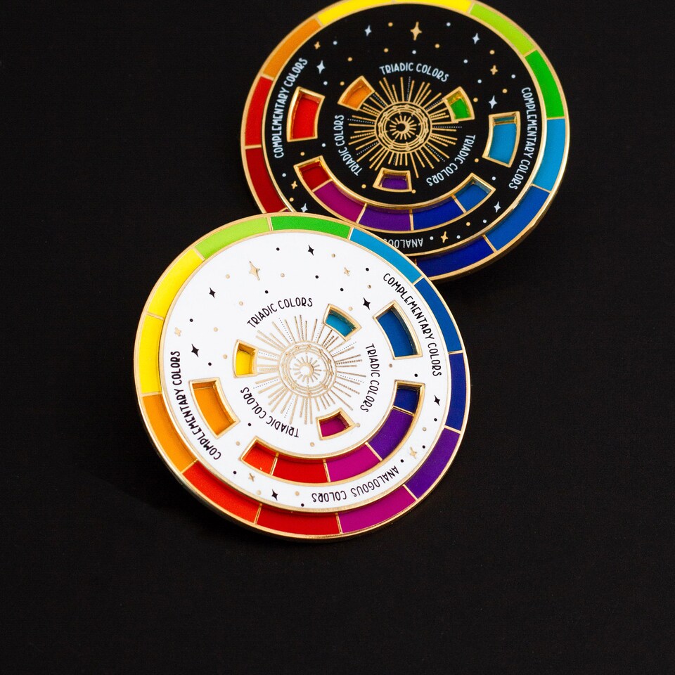 Color Wheel Interactive Enamel Pin (Black) Spinning Pin | Color Wheel ...