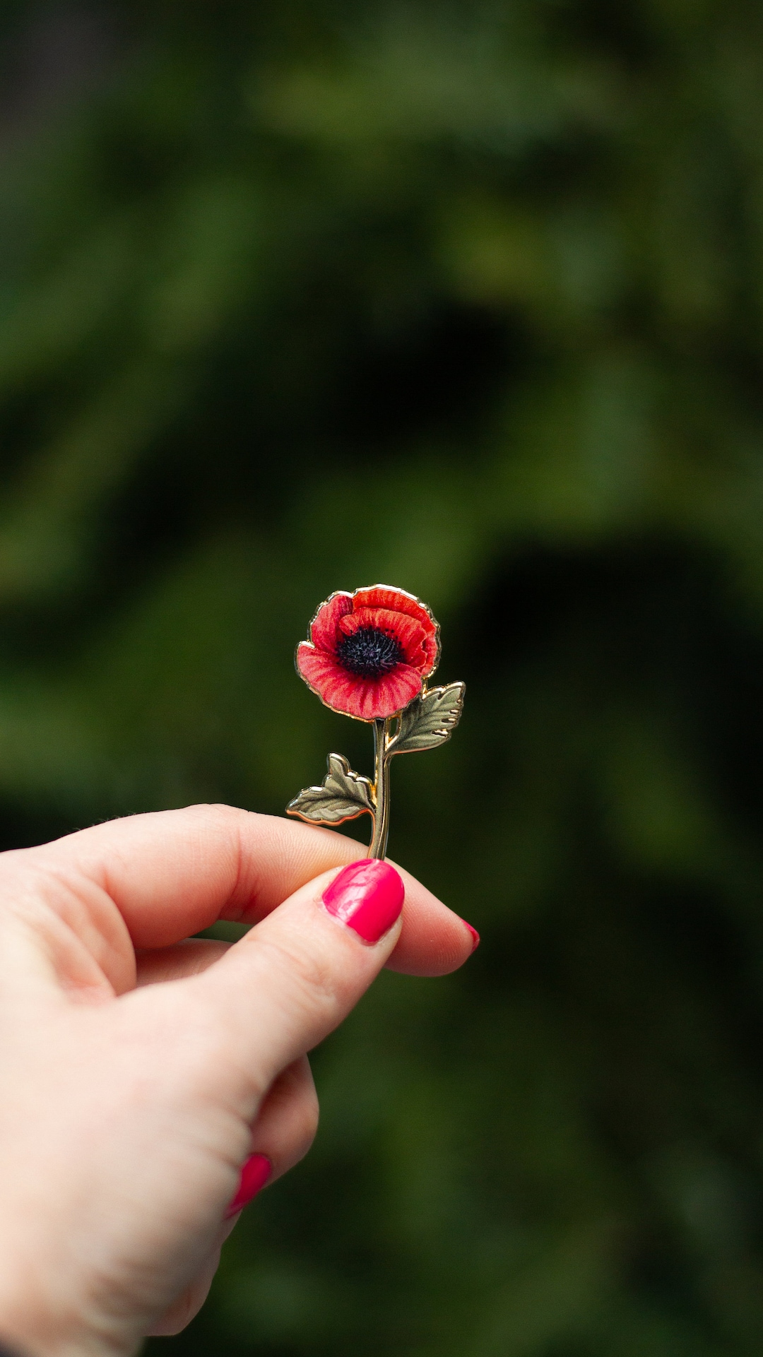 Red Poppy V2 Floral Enamel Pin, Flower Accessory, Nature Lover Jewelry ...