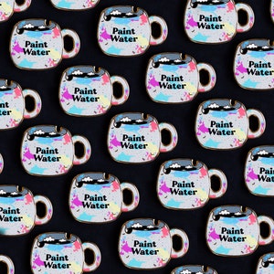 Paint Water Cup Enamel Pin, Funny Artist Jewelry - Etsy