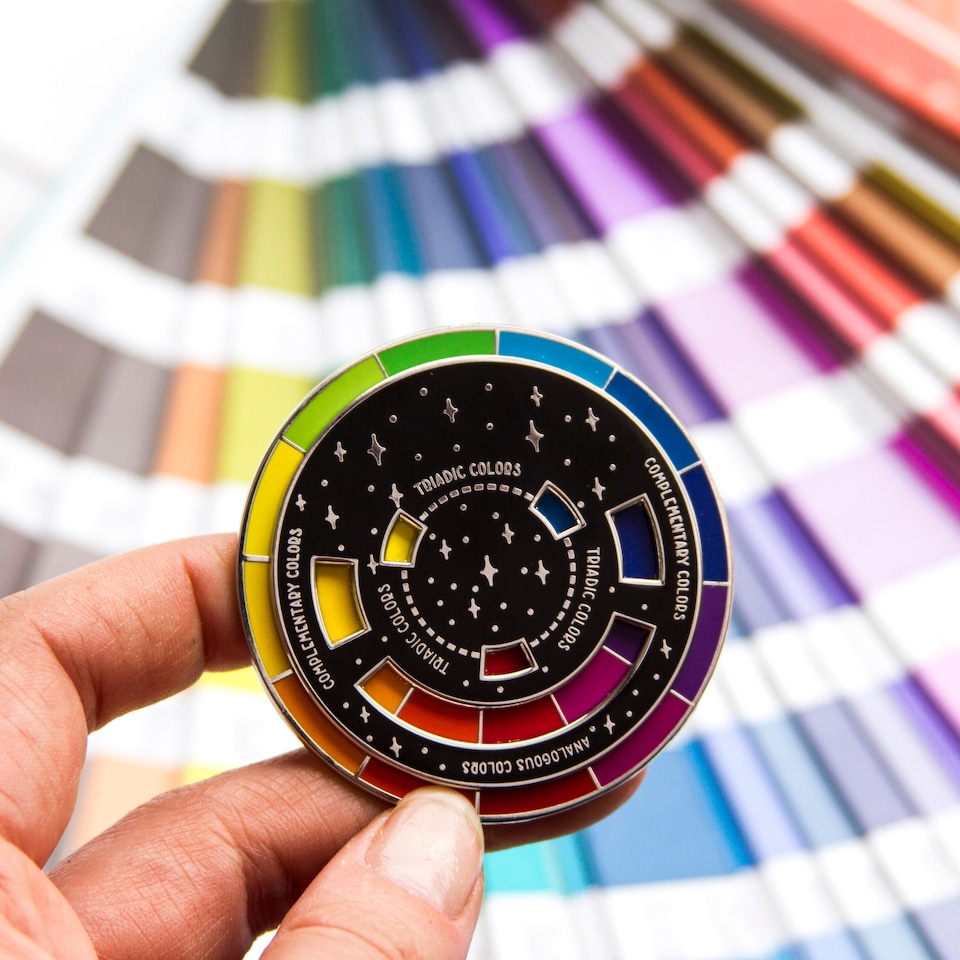 Color Wheel Interactive Enamel Pin (Black) Spinning Pin | Color Wheel ...