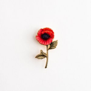Red Poppy V2 Floral Enamel Pin, Flower Accessory, Nature Lover Jewelry ...
