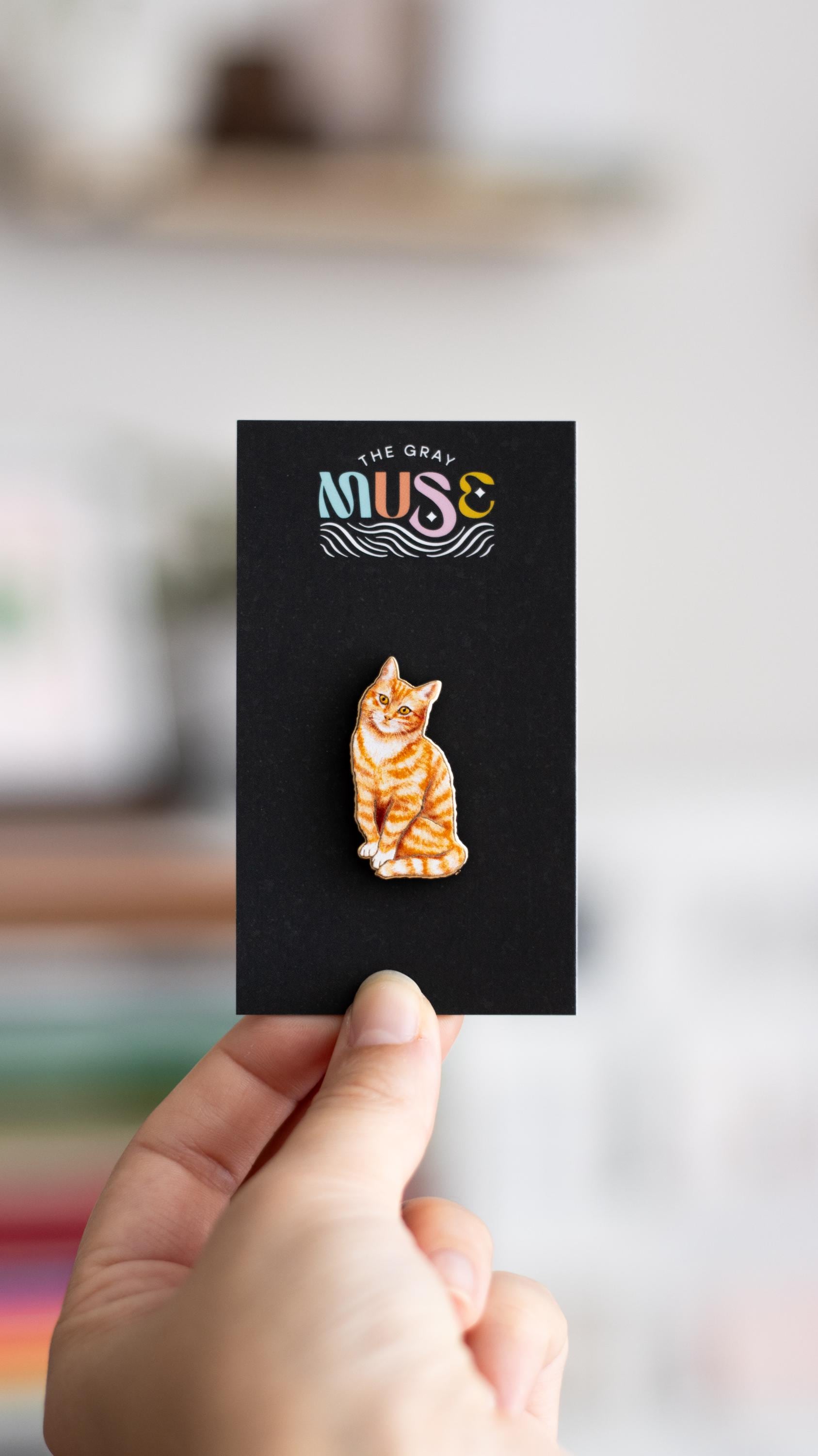 Orange Cat V2 Enamel Pin, Ginger Feline Pins, Animal Badge, Kitty ...