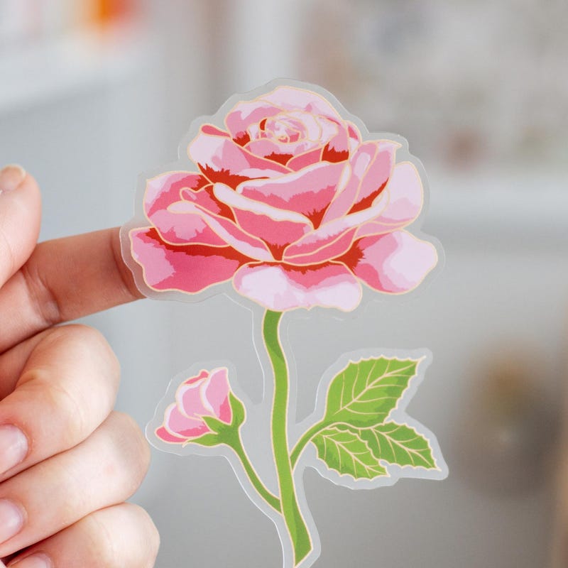 Pink Rose Flower Decal - Etsy