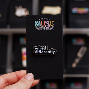 Wired Differently Text Enamel Pin, Mental Health Pin, Mental Health ...