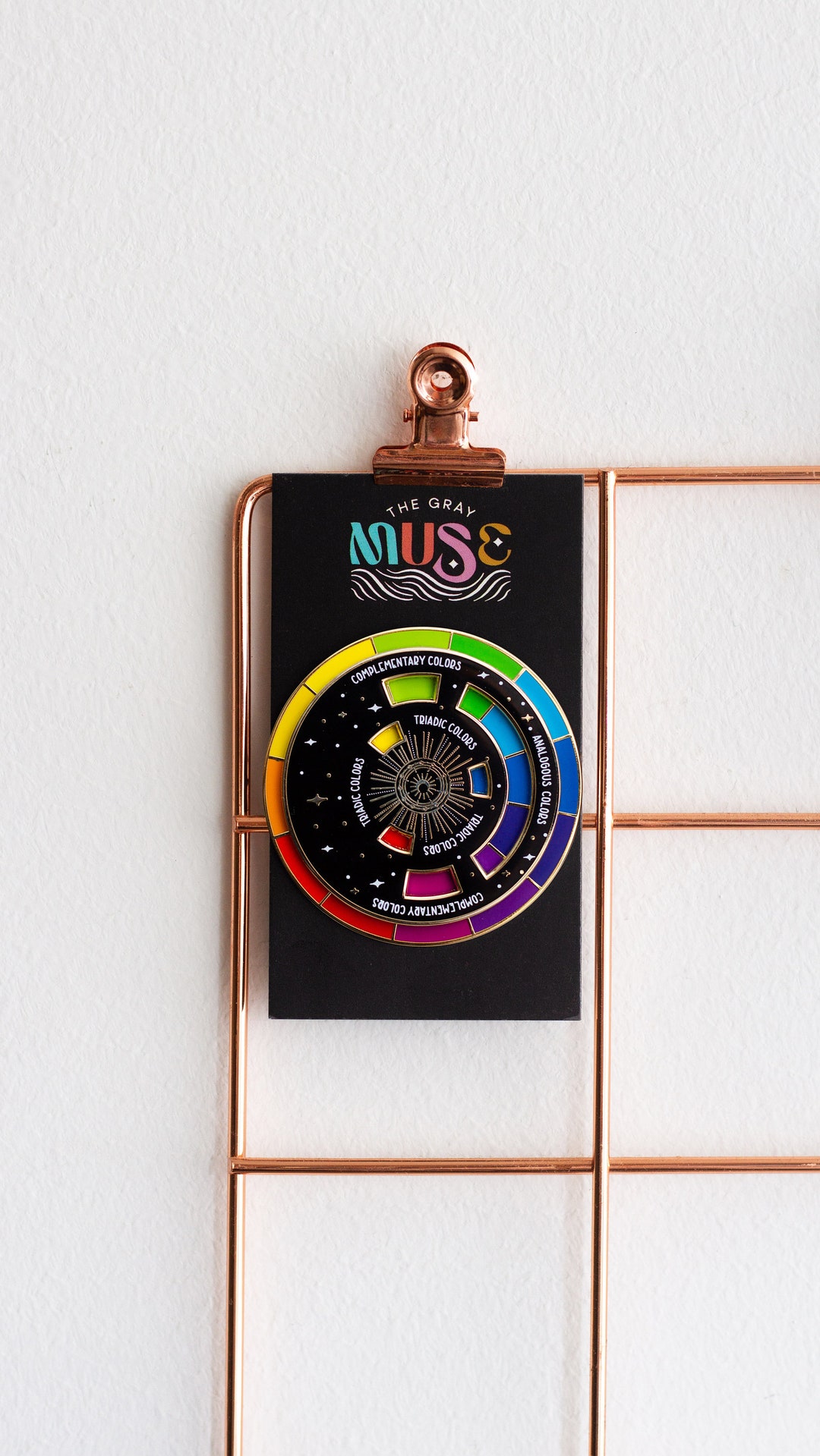 Color Wheel Enamel Pin© Black/gold ORIGINAL, Moving Jewelry Accessory ...