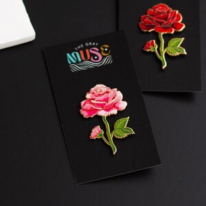 Pink Rose Enamel Pin, Gold-plated Floral Brooch, June Birth Flower - Etsy