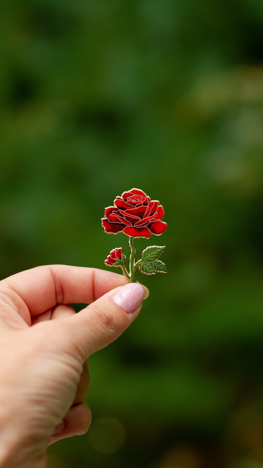 Red Rose V2 Floral Enamel Pin, June Birth Month, New York State Flower ...