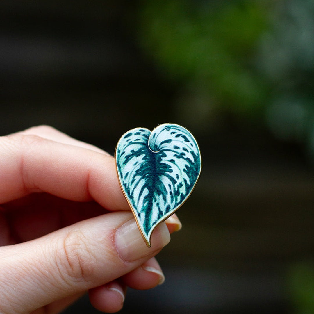 RETIRING Silver Satin Pothos Plant Enamel Pin, Gold Plated, Botanical ...