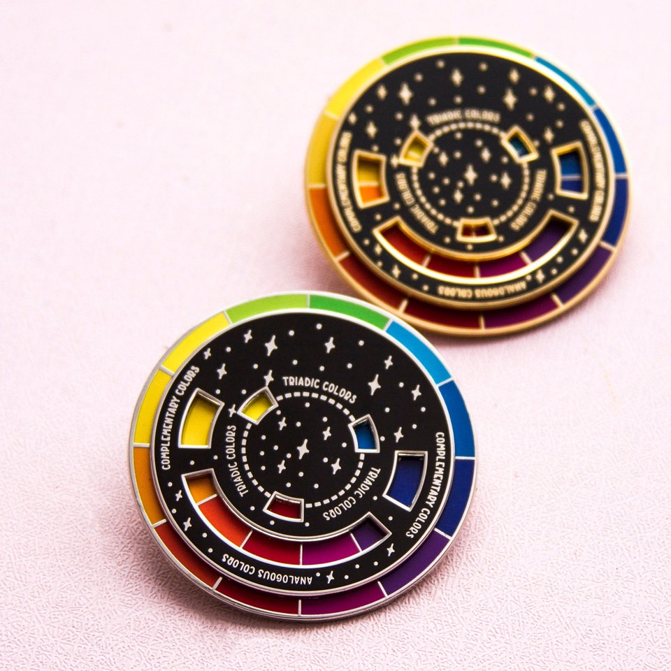 Color Wheel Interactive Enamel Pin (Black) Spinning Pin | Color Wheel ...