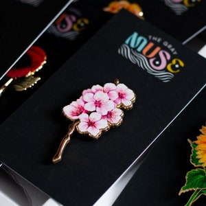 Cherry Blossom Pink V2 Floral Enamel Pin, Sakura Flower Accessory ...