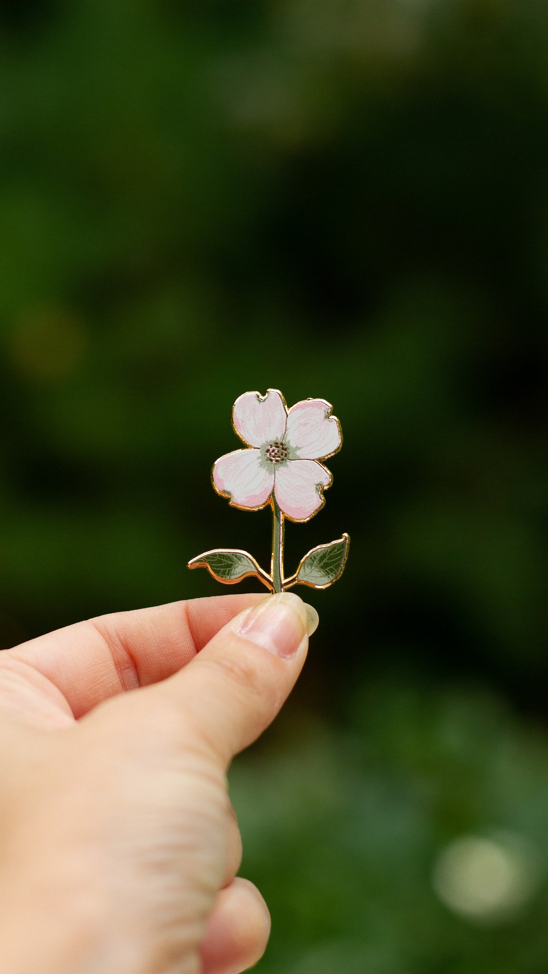Flowering Dogwood Floral Enamel Pin, North Carolina State Flower, White ...