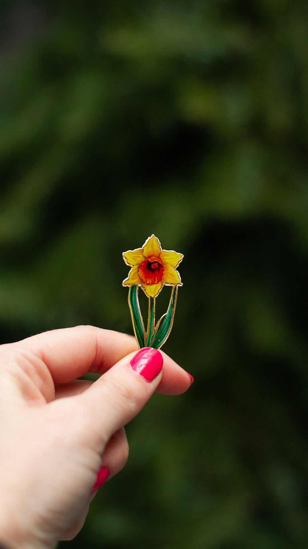 Daffodil Enamel Pin, Gold-plated Yellow Floral Brooch, March Birth ...