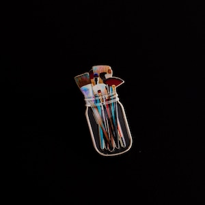 Paint Brushes in Clear Jar Enamel Pin, Artist Jewelry Accessory ...