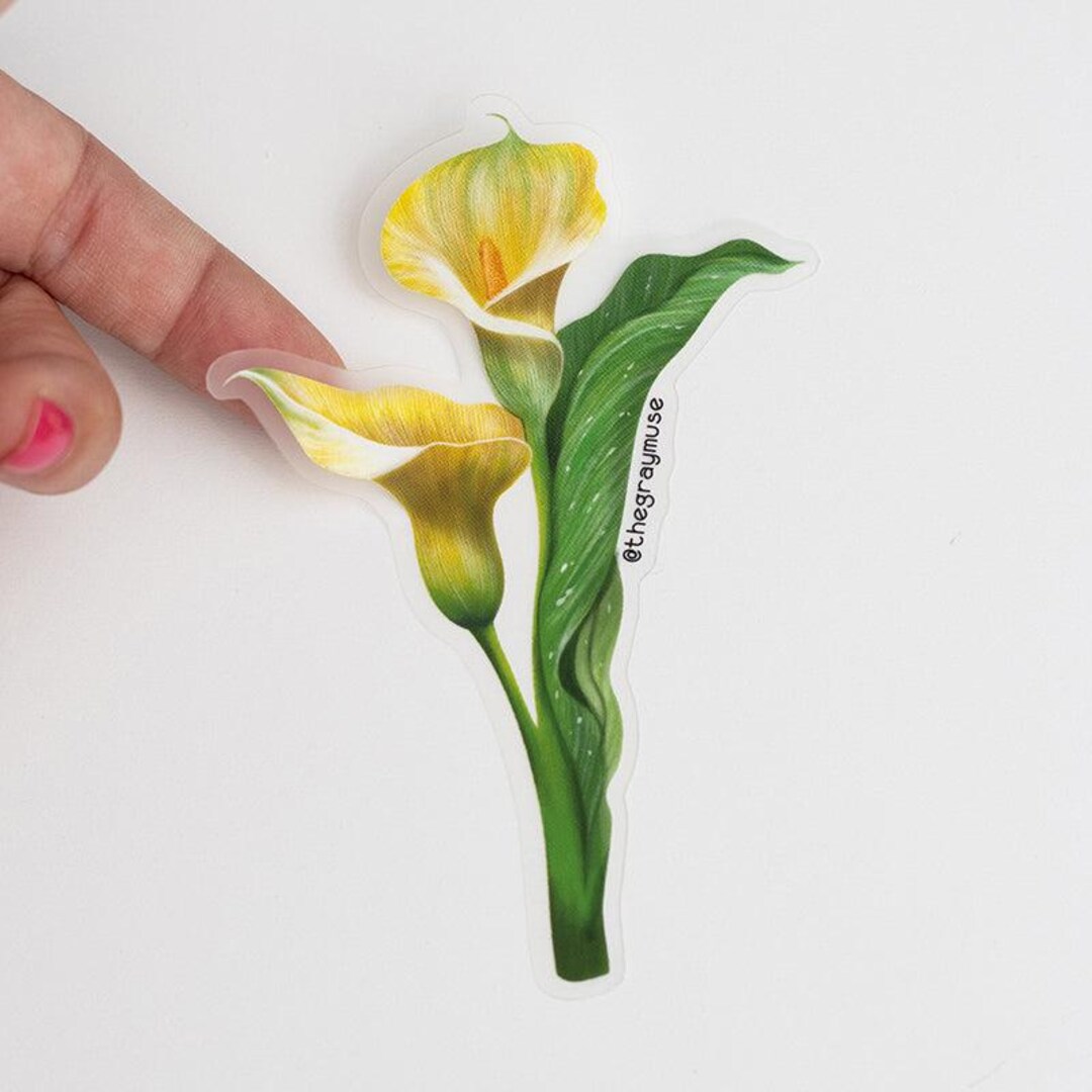 Calla Lily Floral Matte Sticker, Yellow Flower Accessory, Nature Lover ...