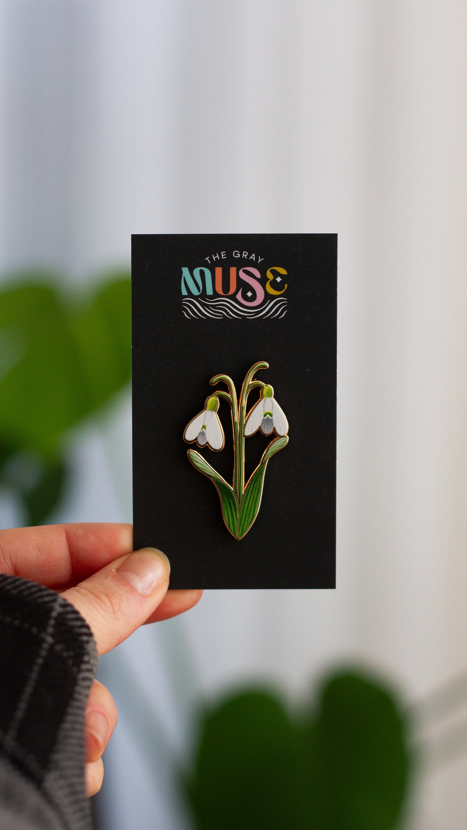 Snowdrop V2 Floral Enamel Pin, White Spring Flower Accessory, Nature ...