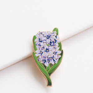 RETIRING Hyacinth Floral Enamel Pin, Purple Flower Accessory, Nature ...