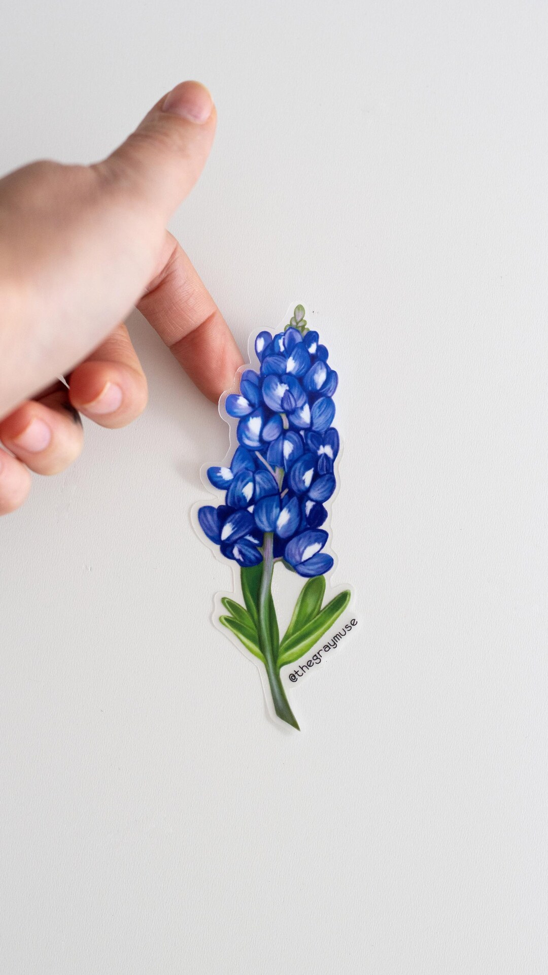 Bluebonnet Floral Clear Matte Sticker, Blue Flower, Nature Lover Gifts ...