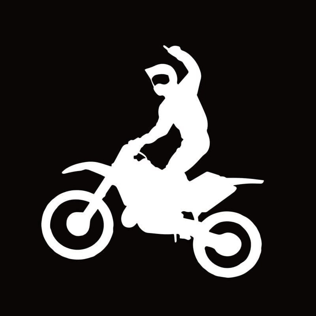 Boy on Dirt Bike Sports Decal White- Set of 2- Size 5"x5"-decal ...