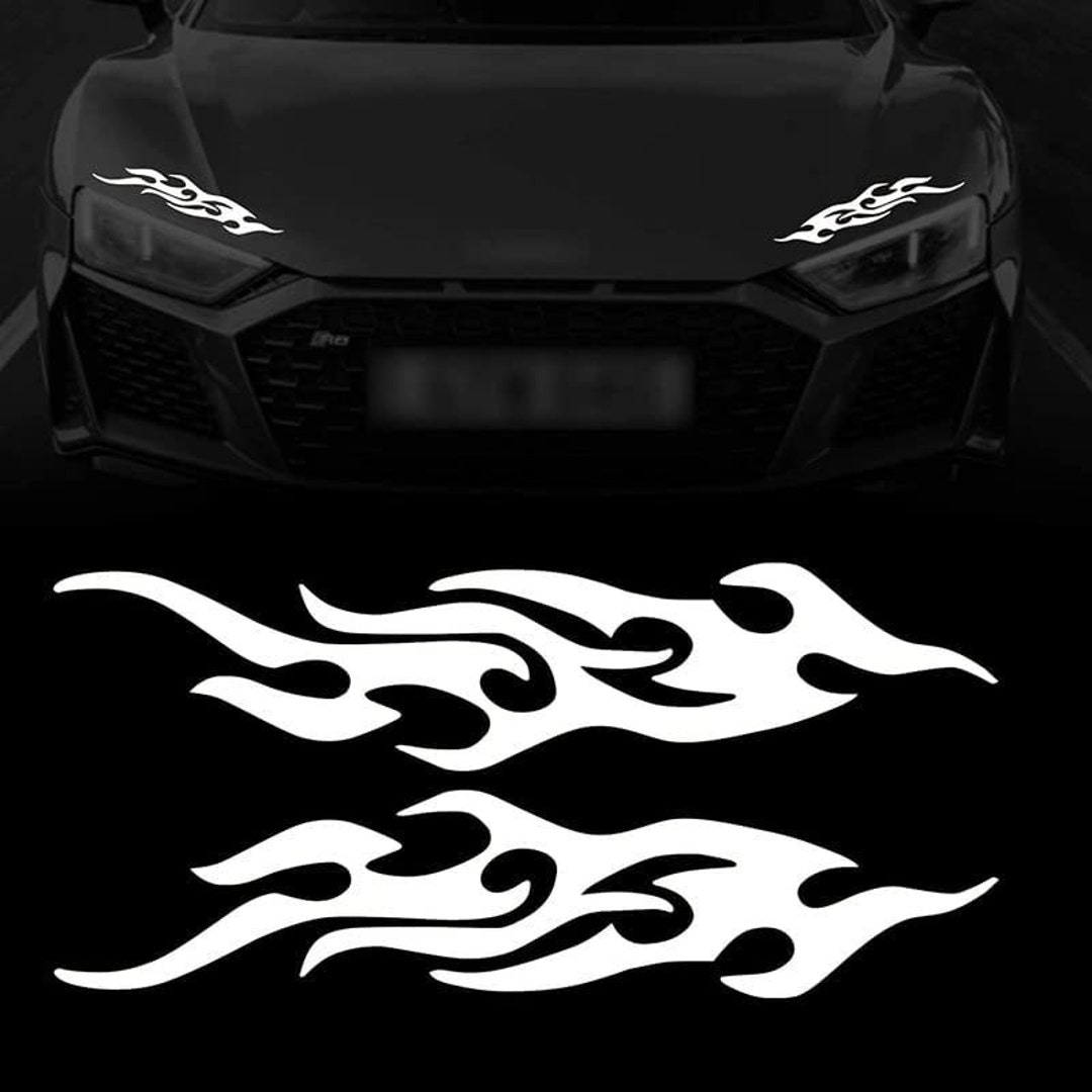 Waterproof Flame Stickers White- Size 3"x15"- Decal Stickers - Cars ...