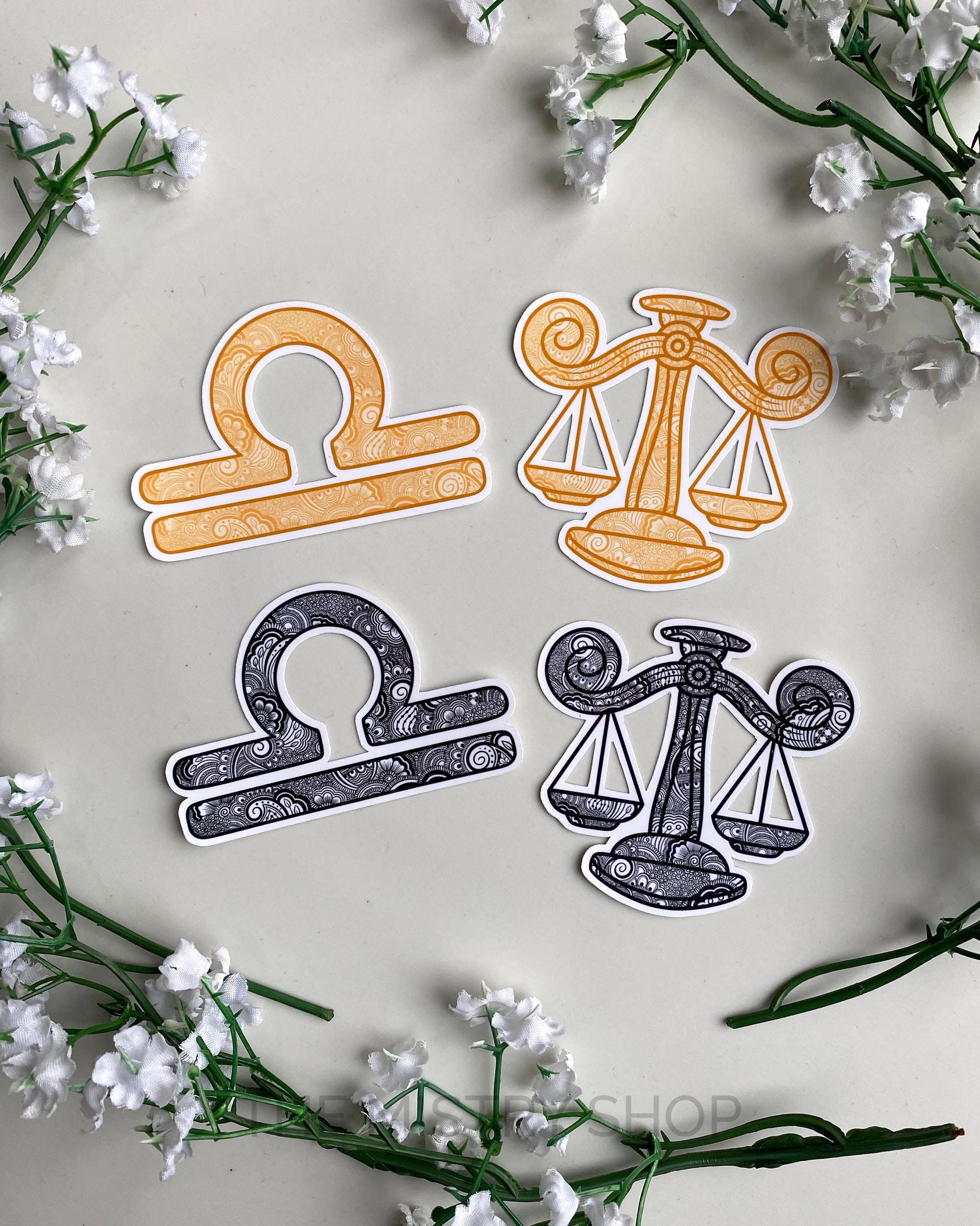 Libra Henna Design Sticker Libra Sticker Zodiac Stickers | Etsy
