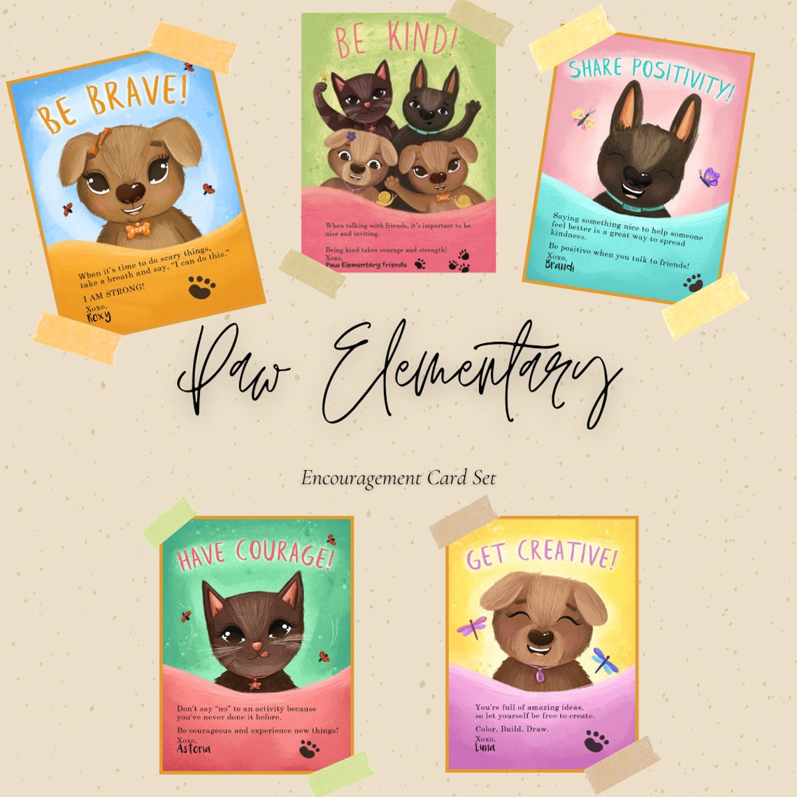 Paw Elementary Encouragement Card Set - Etsy