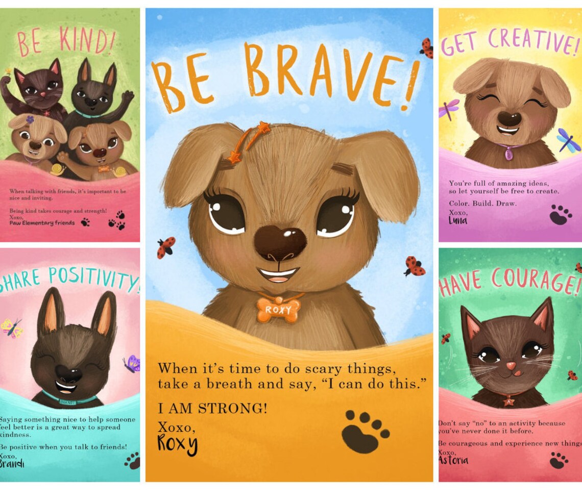 Paw Elementary Encouragement Card Set - Etsy