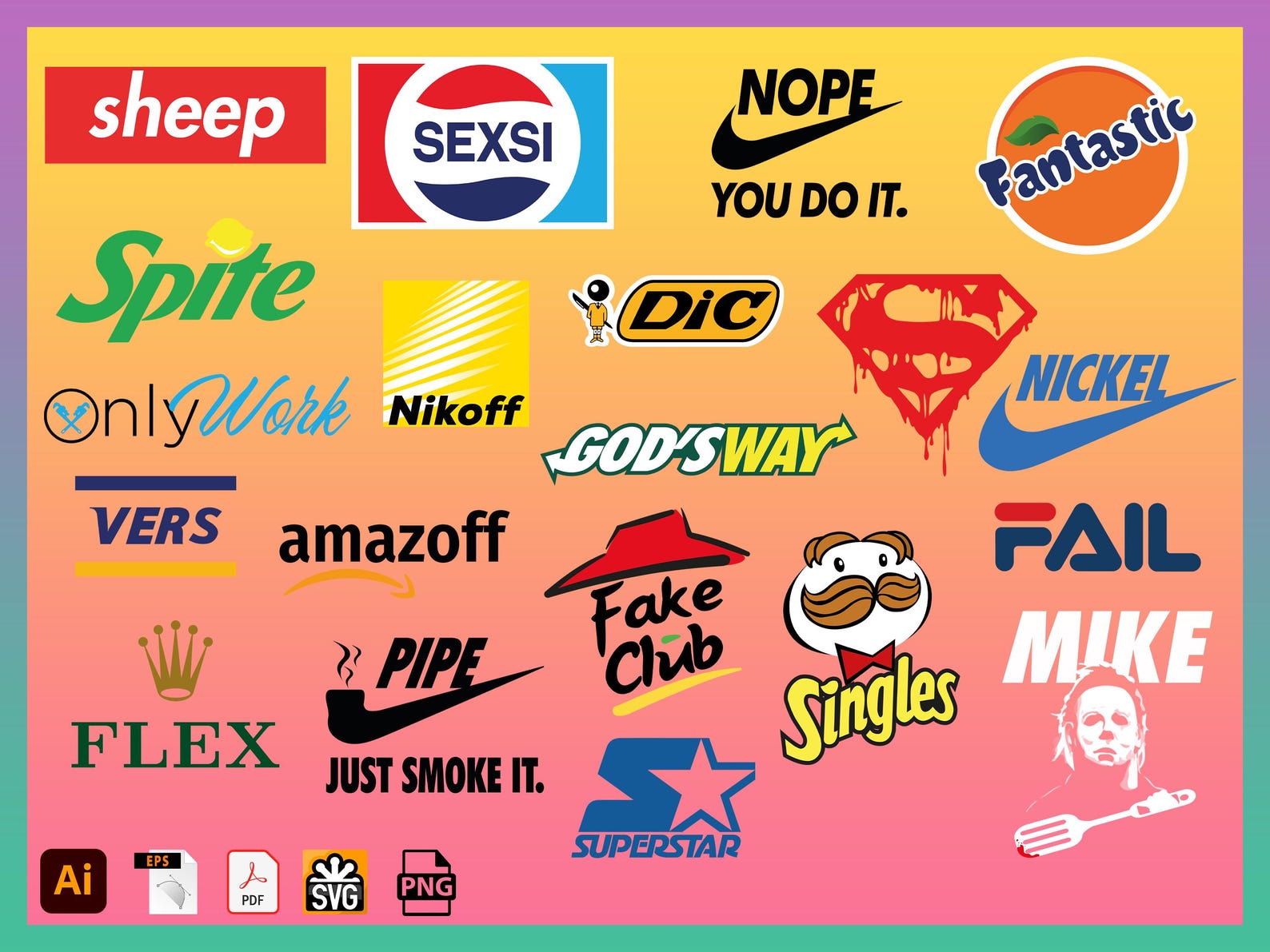 Parody Logos Collection #3 (20 Files - Ai, Eps, Svg, ) Instant Digital ...