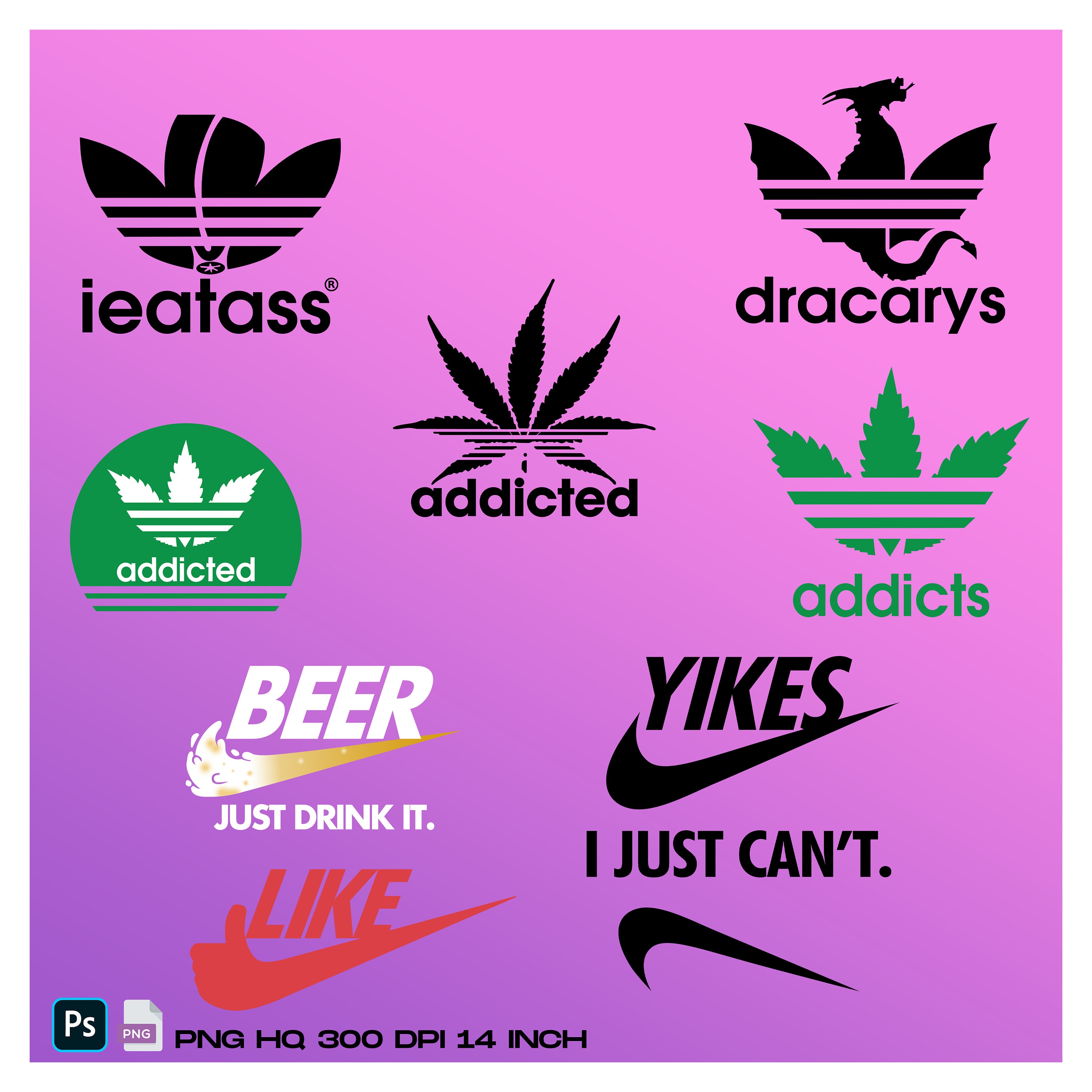 Collection of Sport Parody Logos (9 PNG, PSD Source Files) - Bundle ...