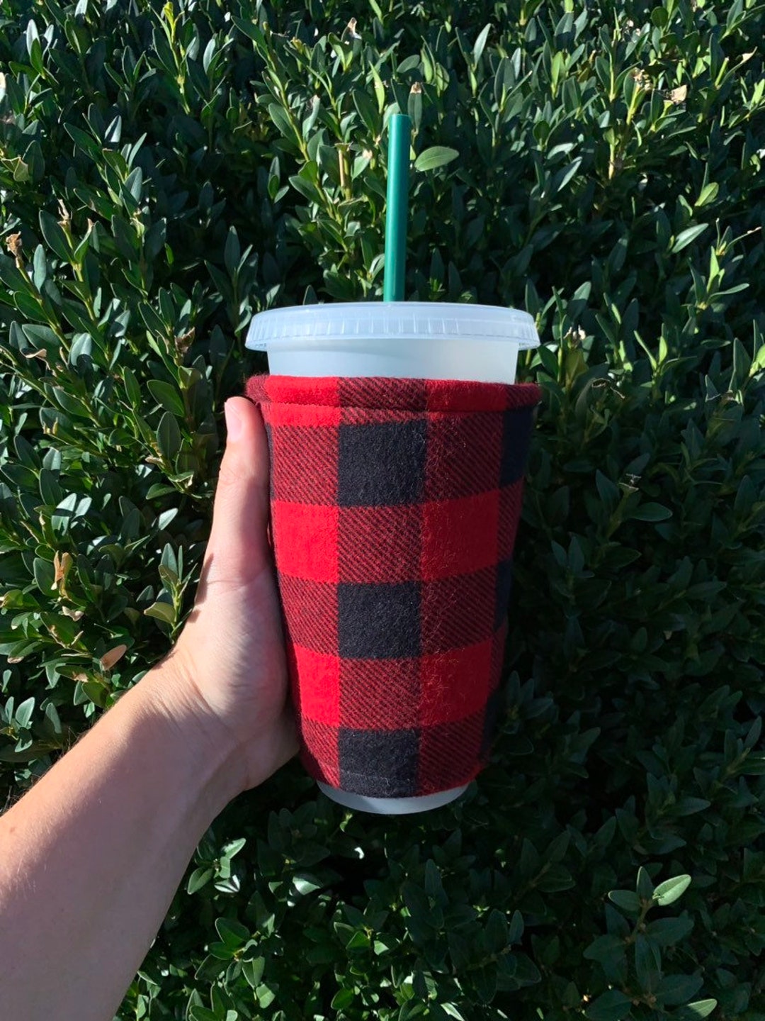Checkers Flannel or Cotton Insulated Iced Coffee Cozy, Hot Coffee Cozy ...