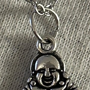 Buddah Necklace Antique Silver Charm/pendant Rhodium Plated Chain 18 ...