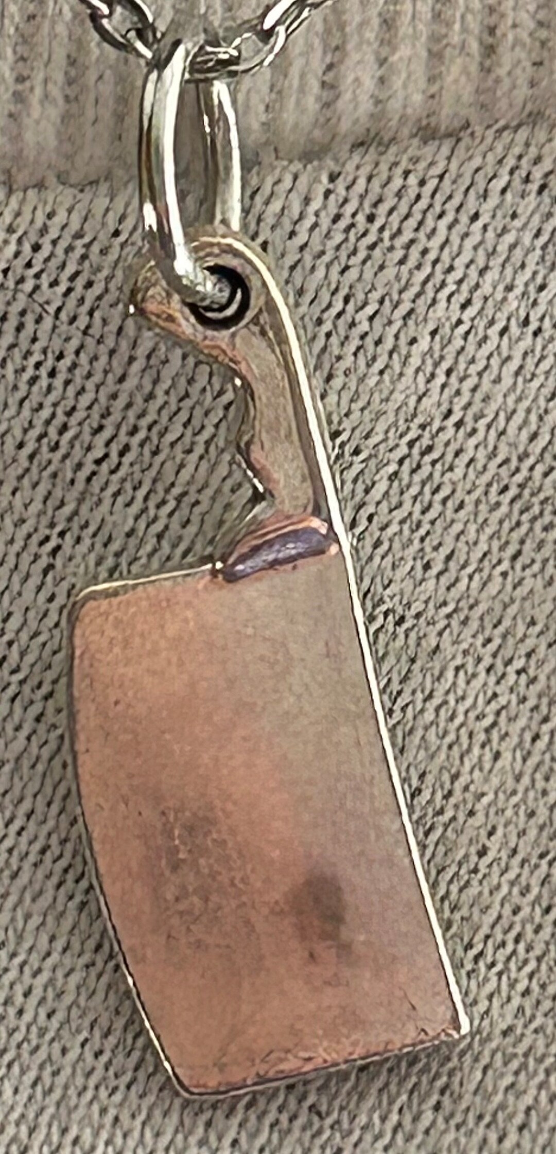 Meat Cleaver Necklace Antique Silver Charm/pendant Rhodium Plated Chain ...
