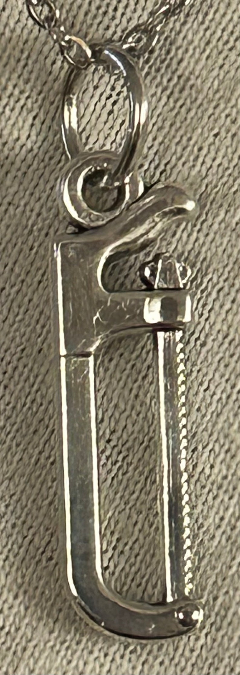 Hacksaw Necklace Antique Silver Charm/pendant Rhodium Plated Chain 18 ...