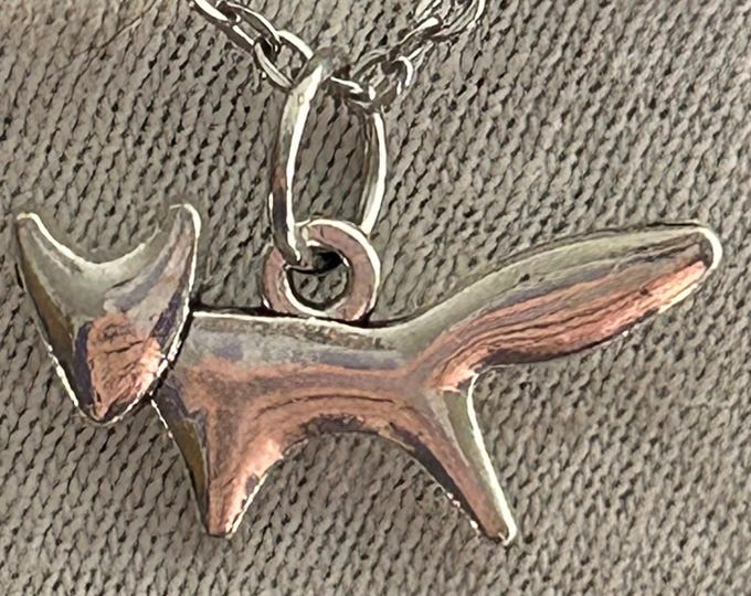 Fox Necklace Antique Silver Charm/pendant Rhodium Plated Chain 18” - Etsy