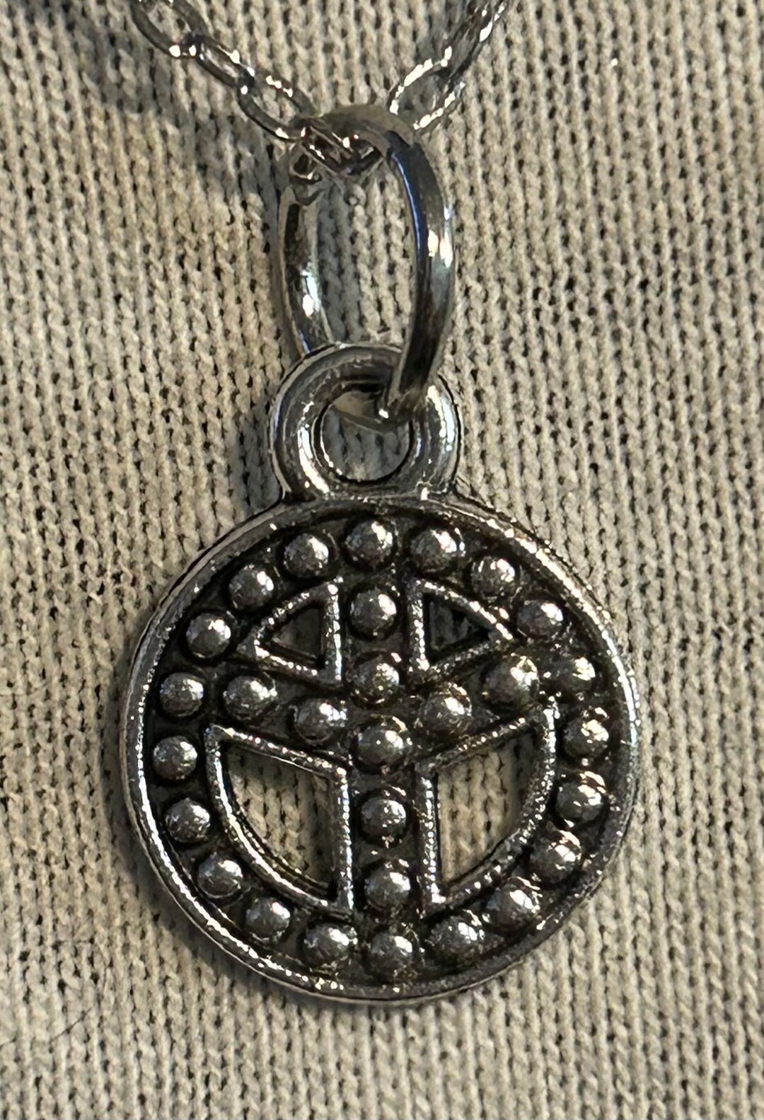 Peace Sign Necklace Antique Silver Charm/pendant Rhodium Plated Chain ...