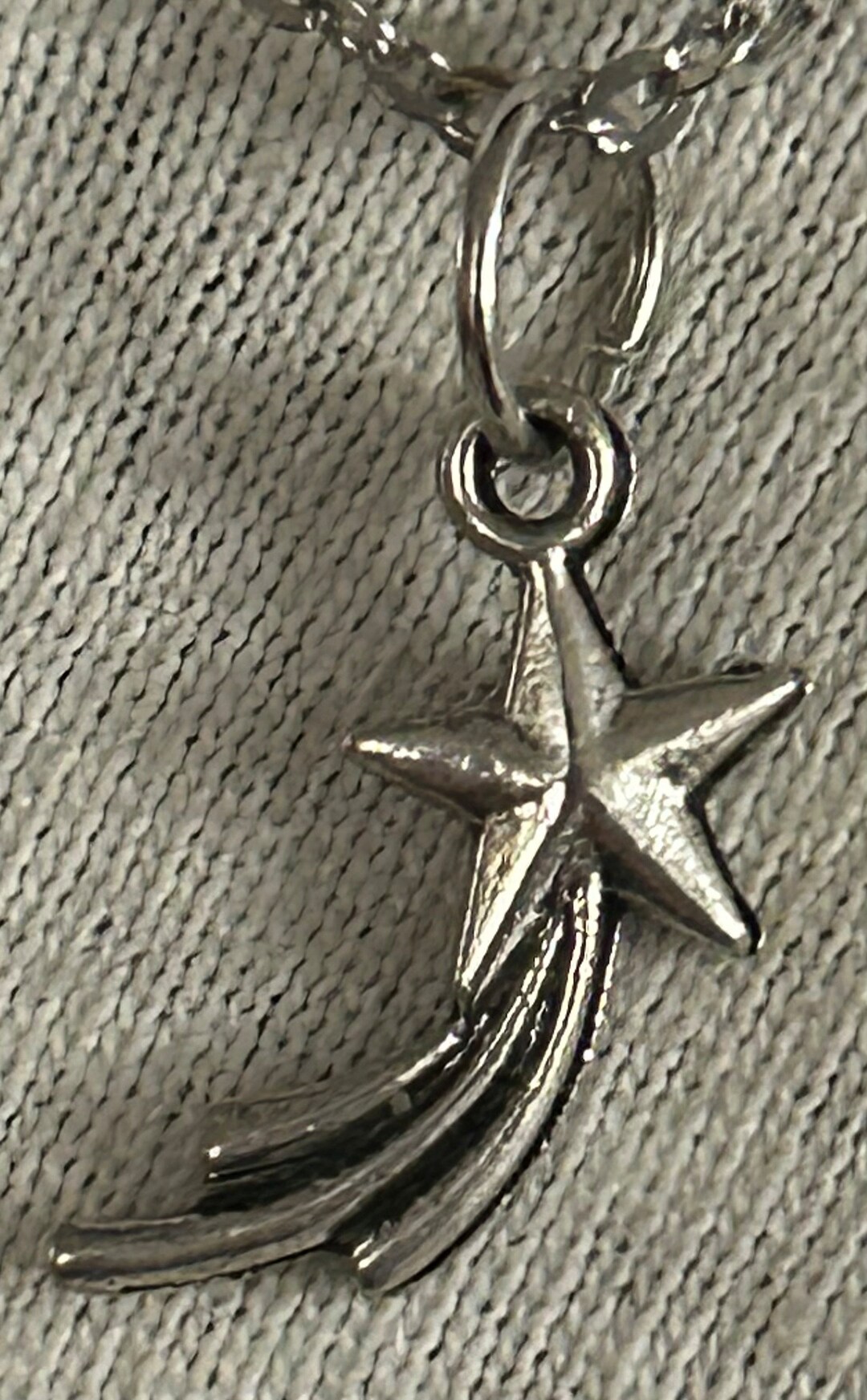 Shooting Star Necklace Antique Silver Charm/pendant Rhodium Plated ...