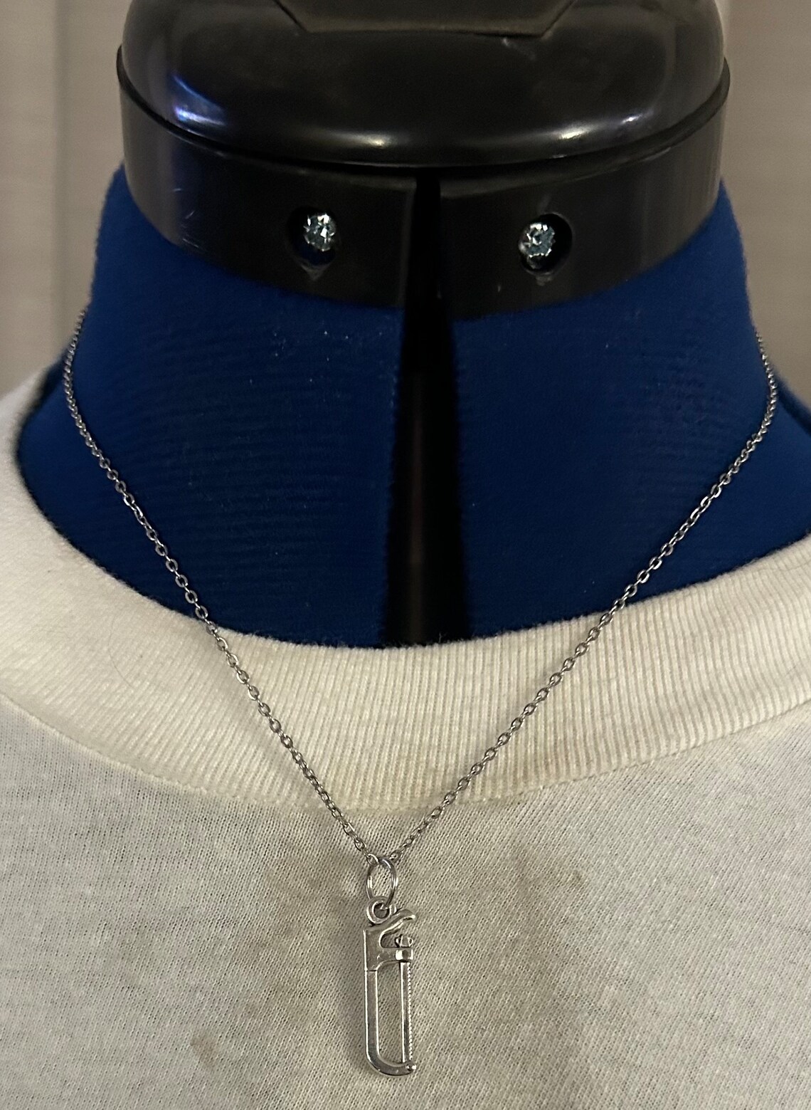 Hacksaw Necklace Antique Silver Charm/pendant Rhodium Plated Chain 18 ...
