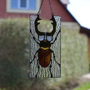 Stained Glass Window Hanging Stag Beetle Suncather Glass Bug Stain ...