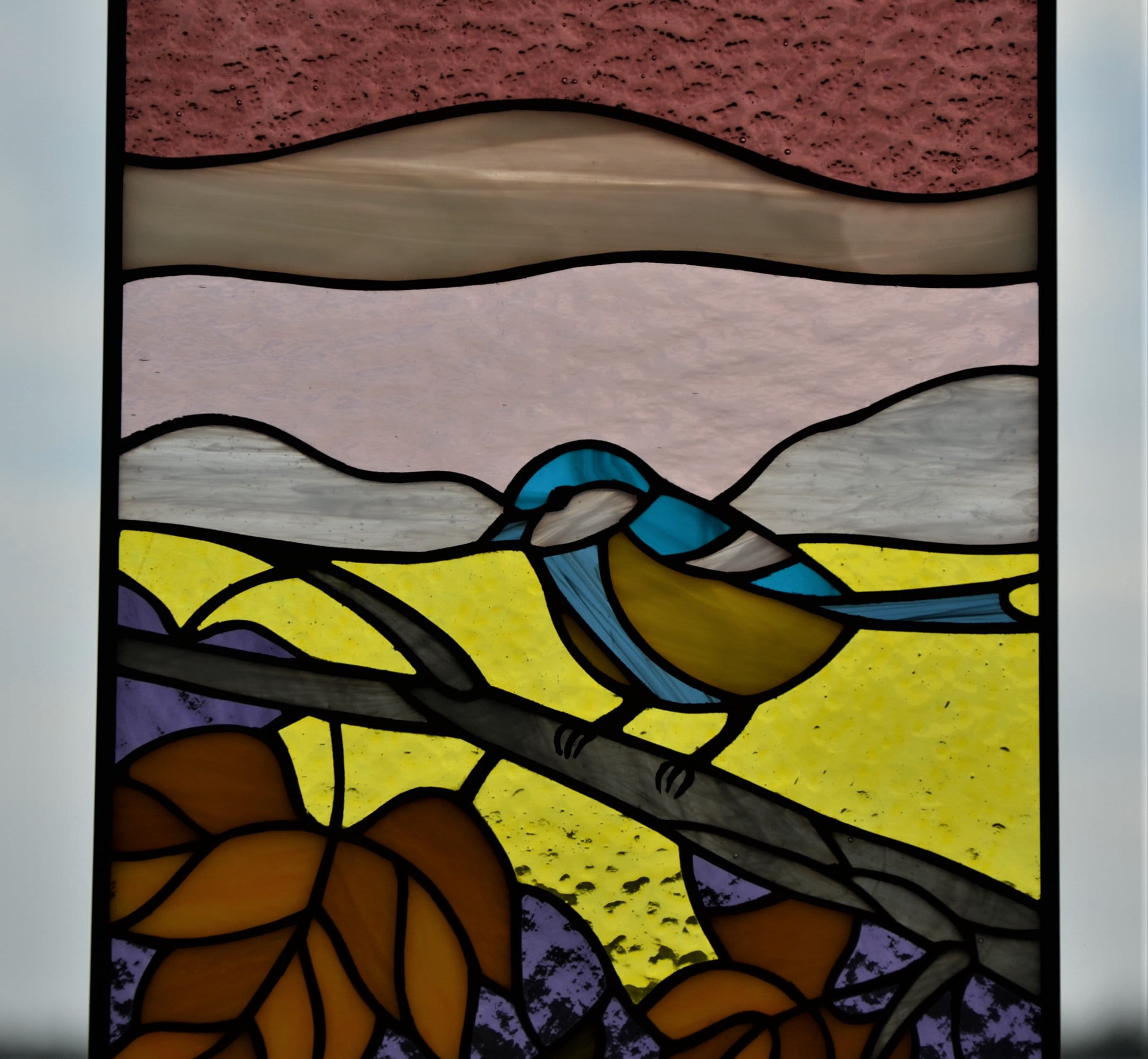 Stained Glass Panel Fall Window Hanging Suncatcher Glass Tomtit Stain ...