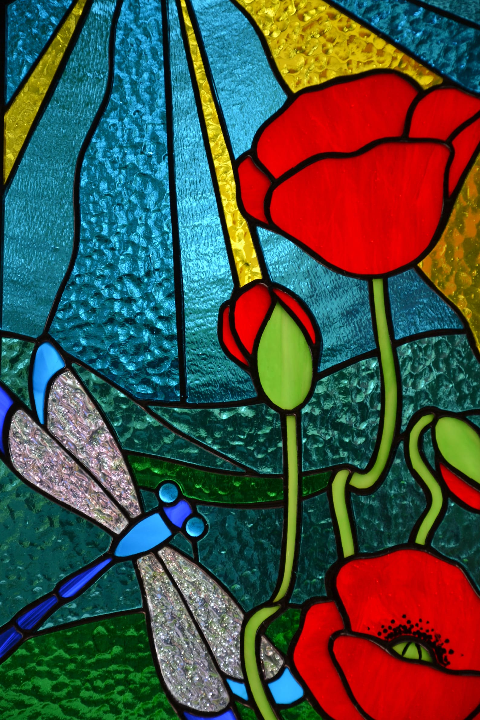 Summer Stained Glass Panel Window Hanging Suncatcher Glass Art Mother's ...