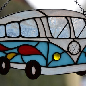 Stained Glass Suncatcher Hippie Bus Window Hanging Stained Glass ...