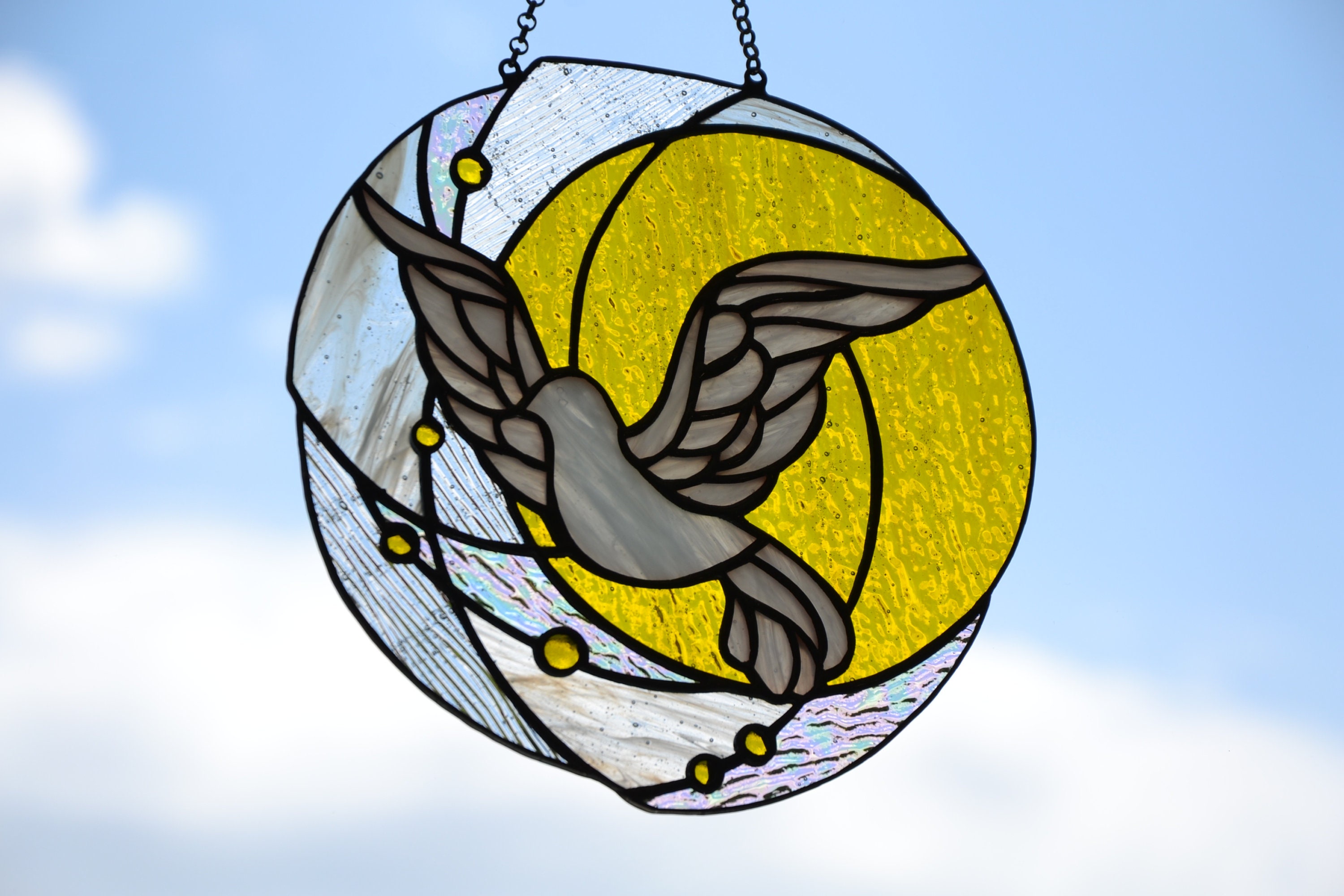 Stained Glass Flying Dove Suncatcher, Handmade Window Hanging - Etsy