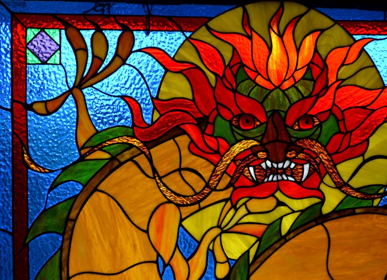 Chinese Dragon Stained Glass Panel Commission Piece Tiffany Method ...