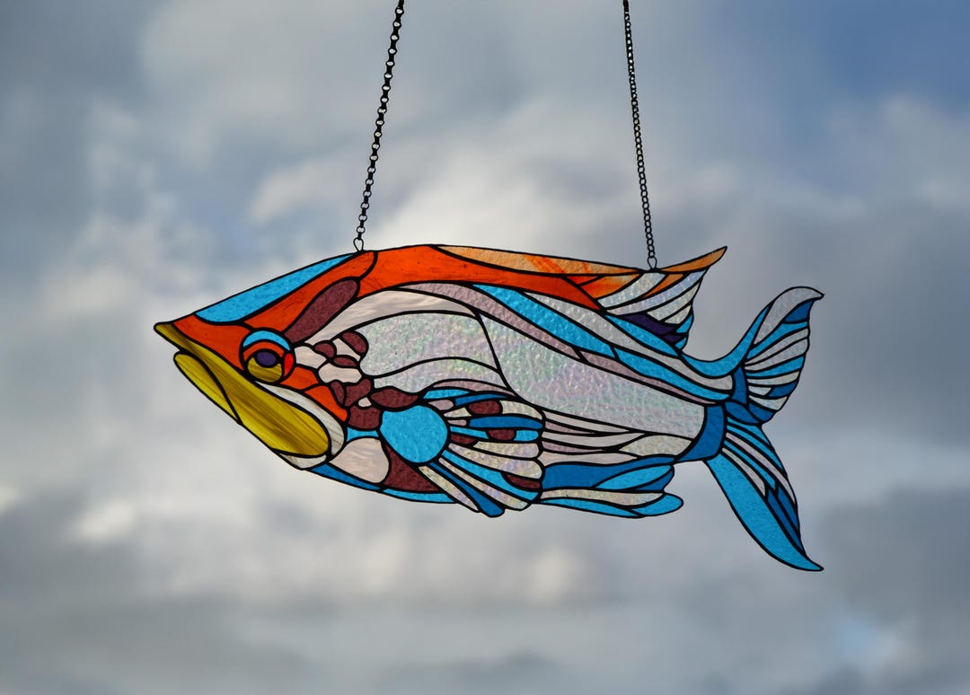 Ocean Fish Suncatcher Stained Glass Window Hanging Gift for Mom Stain ...