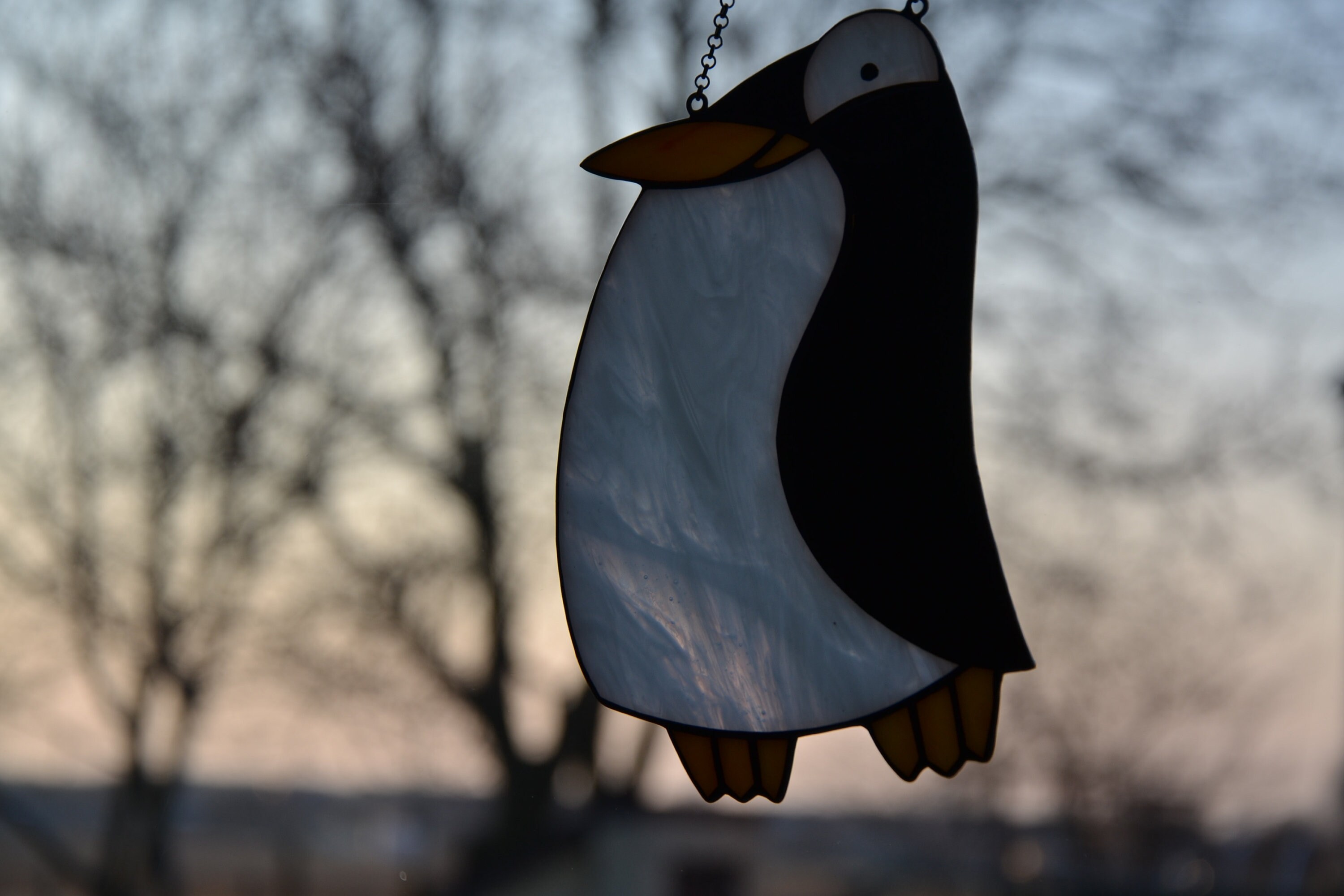 Stained Glass Penguin Suncatcher, Handmade Window Hanging Bird - Etsy