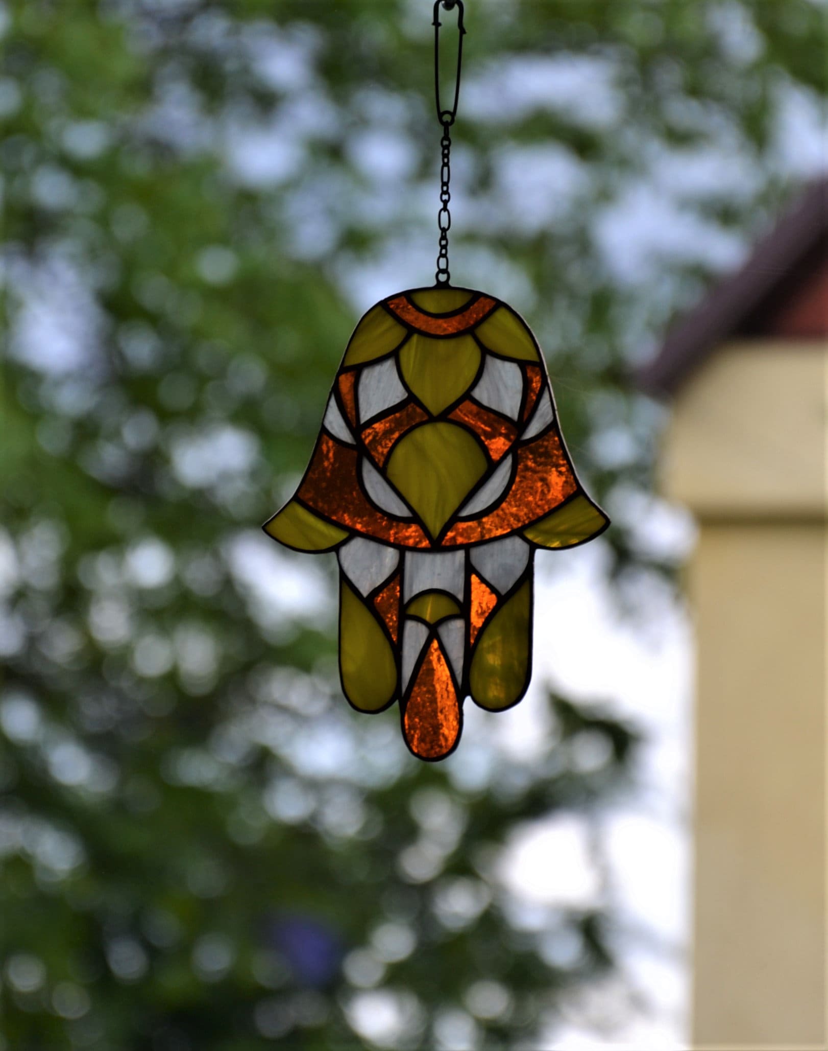 Stained Glass Hamsa Suncatcher Miriam's Hand Stain Glass Hanging ...